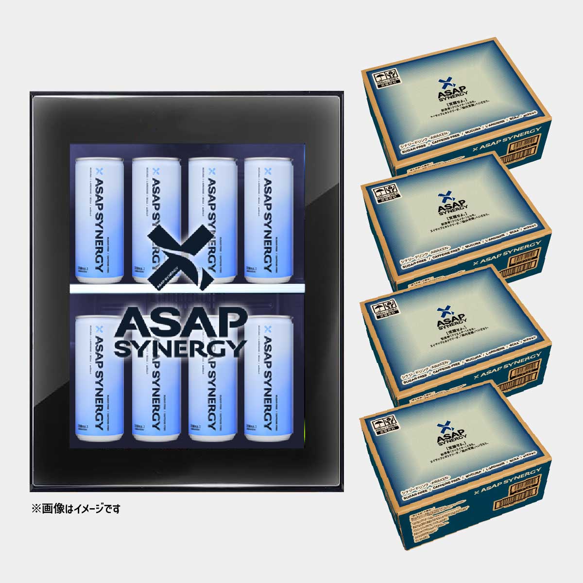 オフィス導入定期コース【定期B】 ASAP SYNERGY シナジードリンク -AWAKEN- 4ケース（120本） オリジナル冷蔵庫(大)